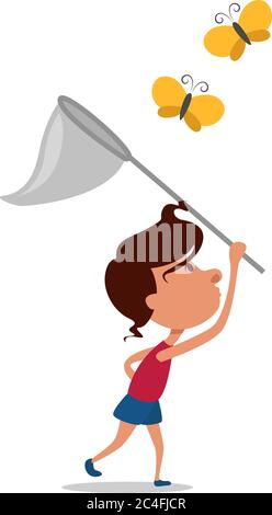 Cartoon kids catching butterfly Stock Vector Image & Art - Alamy