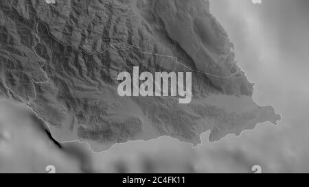 Saint Thomas, parish of Jamaica. Grayscale elevation map with lakes and ...