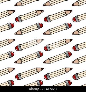 Seamless pattern with pencils on white background Stock Vector Image ...