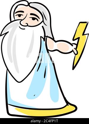 Cartoon illustration of greek god zeus with lighting Stock Vector Image ...