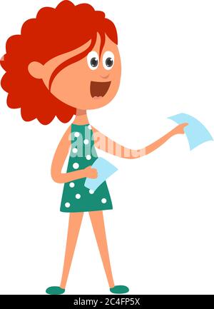 Thinking girl on white background, portrait of pretty woman, vector ...