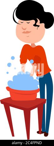 Washing hands with soap isolated on white background. Vector ...