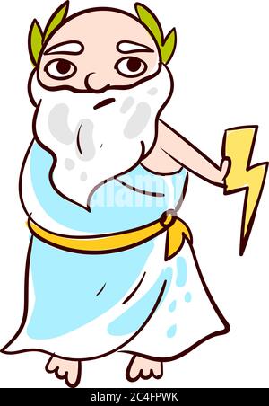 Cartoon illustration of greek god zeus with lighting Stock Vector Image ...