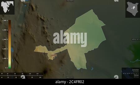 Isiolo, county of Kenya. Colored shader data with lakes and rivers ...
