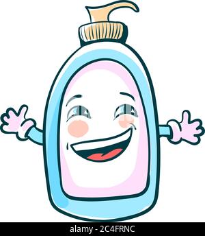 Happy hand wash gel cartoon design concept show two fingers Stock ...
