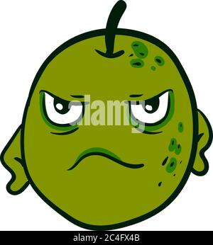 Angry green olive, illustration, vector on white background Stock ...