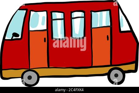 Red bus, illustration, vector on a white background Stock Vector Image ...