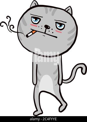 Cat smoking vector illustration Stock Vector Image & Art - Alamy