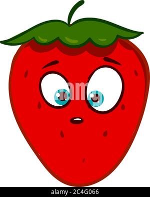 Scared strawberry , illustration, vector on white background Stock ...