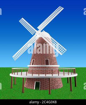 Old Windmill with Sails Stock Photo - Alamy