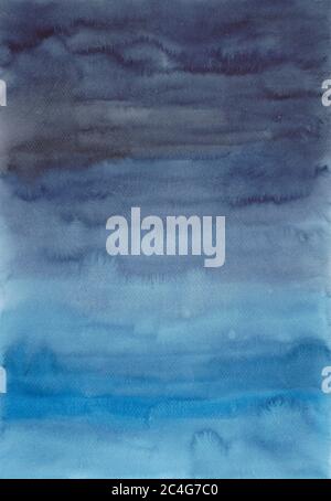 Watercolor deep blue background painting texture. Hand painted old ...