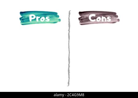 List of pros and cons on a green and red background. Simple concept for ...