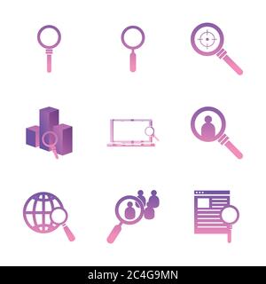 lupes gradient style icon set design, Searching theme Vector illustration Stock Vector Image ...
