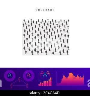 People Map of Colorado, US State. Stylized Silhouette, People Crowd in ...