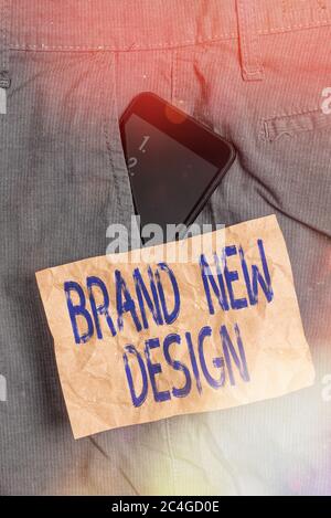 Writing note showing Brand New Design. Business concept for ...