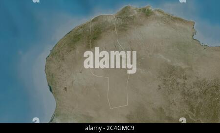 Area of Al Marj, district of Libya, isolated on a solid background in a ...