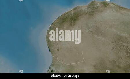 Outlined shape of the Libya area. Satellite imagery. 3D rendering Stock ...