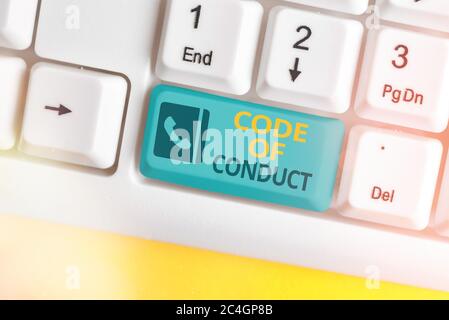 Inspiration showing sign Code Of Ethics. Business approach Moral Rules ...