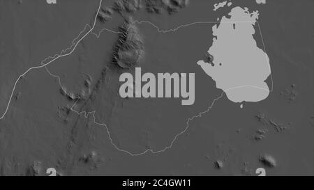 Zomba, district of Malawi. Grayscaled map with lakes and rivers. Shape ...