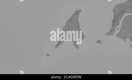 Labuan, federal territory of Malaysia. Grayscaled map with lakes and ...