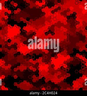 Ruby pattern of triangles, hexagons, squares. Red, maroon, black colors. Seamless texture from ...