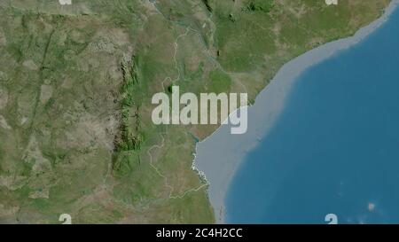 Sofala, province of Mozambique. Satellite imagery. Shape presented ...