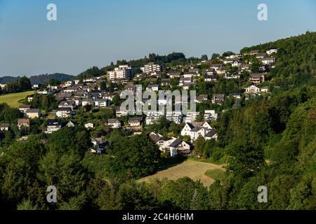 View of the town of Meschede in the Hochsauerlandkreis, in the back ...