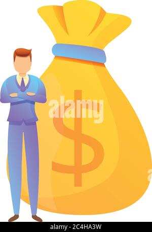 Purchasing manager money bag icon. Cartoon of purchasing manager money ...