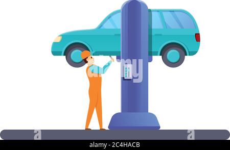 Cartoon Of Car On Lift