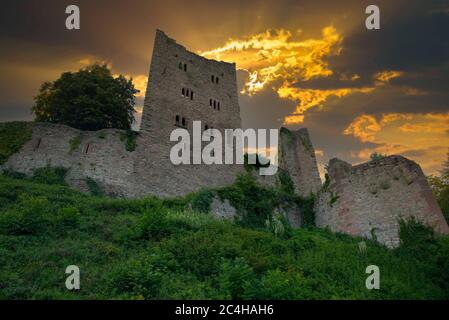 castle ruiin Schauenburg above the city of Oberkirch in the black ...