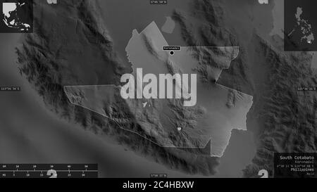 South Cotabato, province of Philippines. Grayscale elevation map with ...