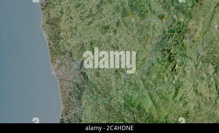 Porto, district of Portugal. Satellite imagery. Shape presented against ...