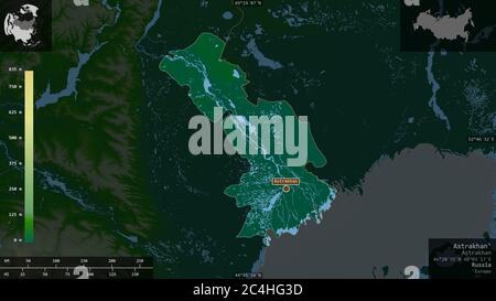 Astrakhan', region of Russia. Colored shader data with lakes and rivers ...