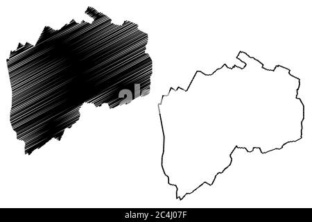 Gurgaon district (Haryana State, Republic of India) map vector ...