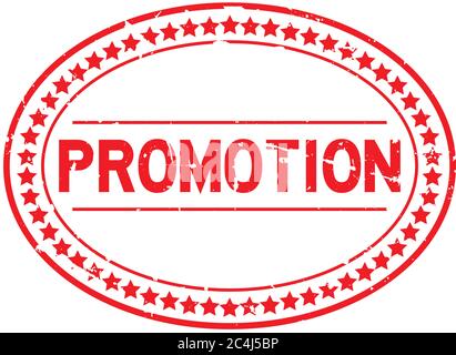 Grunge red promotion word oval rubber seal stamp on white background ...