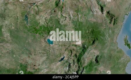 Outlined shape of the Tanzania area. Satellite imagery. 3D rendering ...
