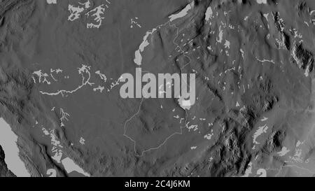 Singida, region of Tanzania. Grayscaled map with lakes and rivers ...