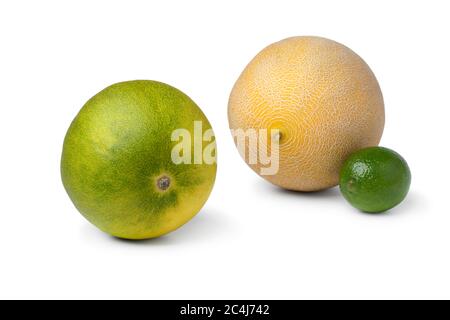 Limelon fruit isolated on white. Limelon is a New Hybrid Fruit, Half ...