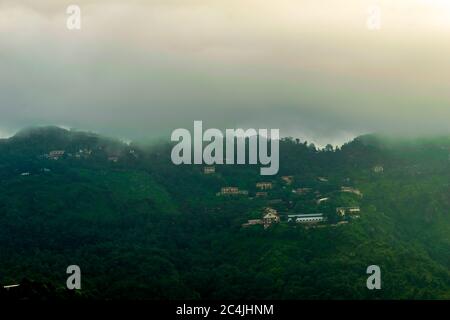 Sunset view of the Mussoorie cityscape from Landour, Uttarakhand, India ...