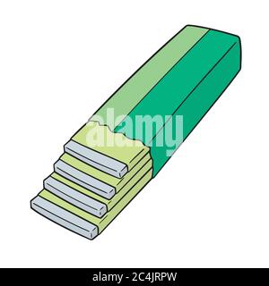 Pack of chewing gum, doodle style flat vector outline illustration for ...