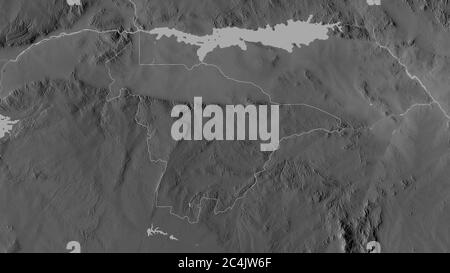 Mashonaland Central, province of Zimbabwe. Grayscaled map with lakes ...