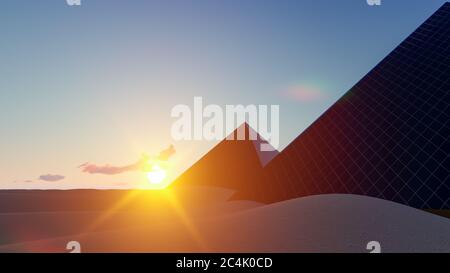 Pyramidal Solar Panels in the Desert with Palm Trees Stock Photo - Alamy