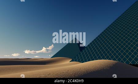 Pyramidal Solar Panels in the Desert with Palm Trees Stock Photo - Alamy