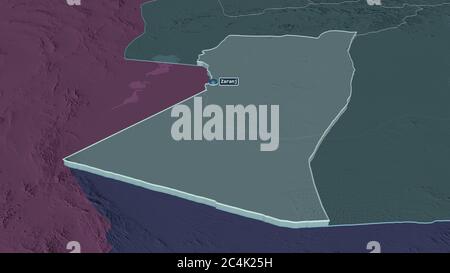 Zoom in on Nimruz (province of Afghanistan) outlined. Oblique ...