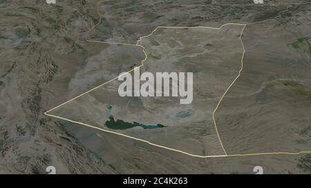 Zoom in on Nimruz (province of Afghanistan) outlined. Oblique ...