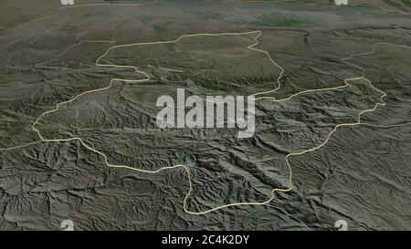 Zoom in on Sar-e-Pol (province of Afghanistan) outlined. Oblique ...