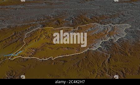 Zoom in on Urozgan (province of Afghanistan) extruded. Oblique ...