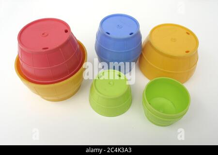 Children's toy, barrels, Playskool, nestable barrels, used toy Stock ...