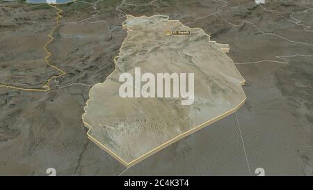 Zoom in on El Bayadh (province of Algeria) outlined. Oblique ...