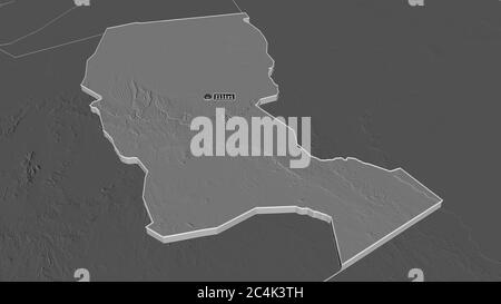 Illizi, province of Algeria. Bilevel elevation map with lakes and ...